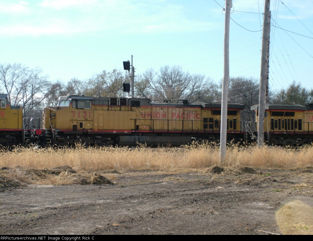 UP 7131 Is #2 On Stopped WB Coal Empties